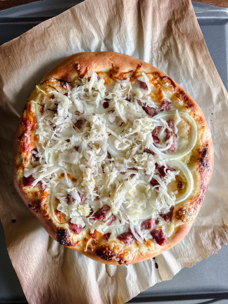 The Shotsy Pizza | Sausage, Onion, Sauerkraut Pizza - The Farmstyle