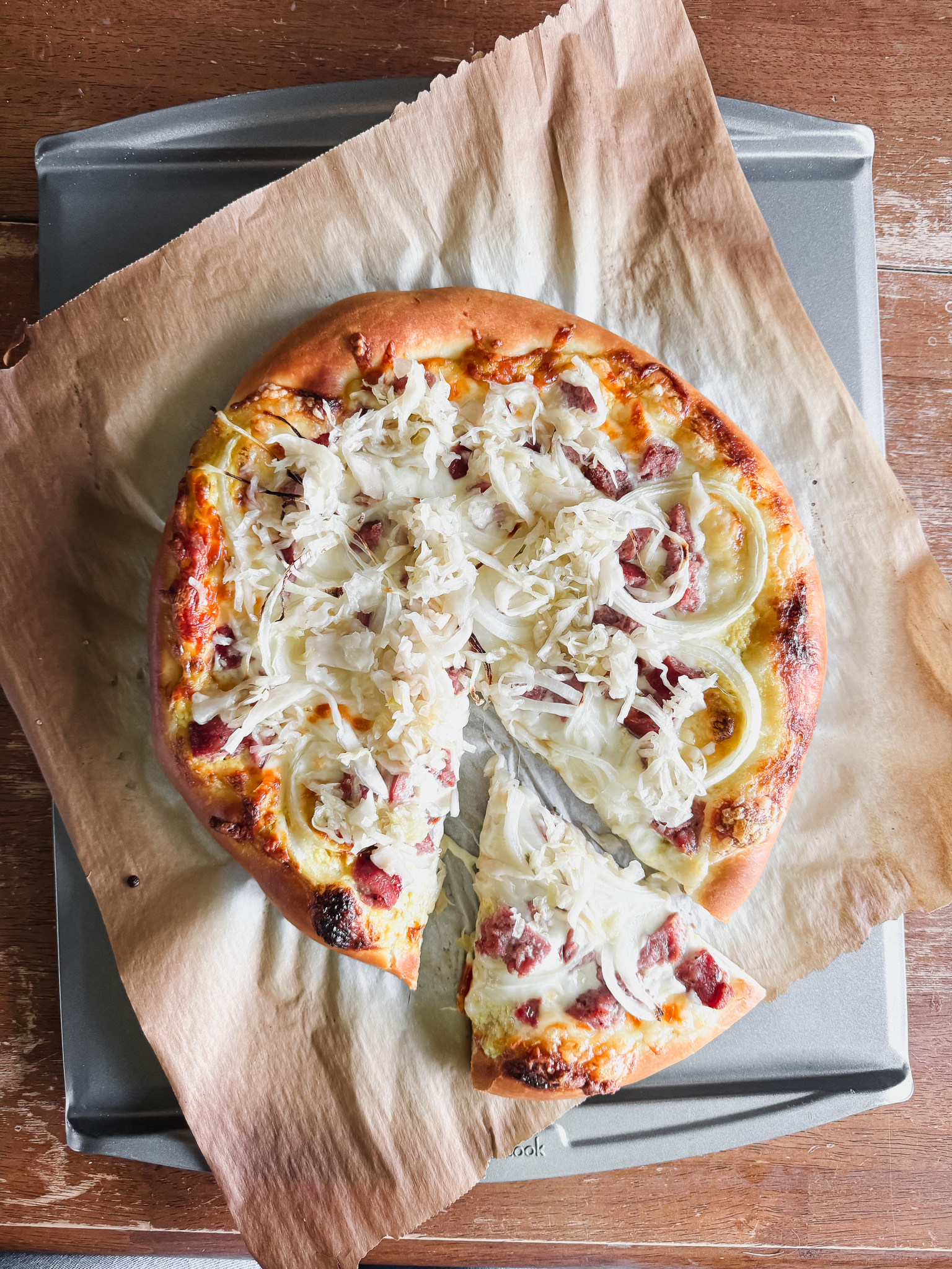 The Shotsy Pizza | Sausage, Onion, Sauerkraut Pizza - The Farmstyle