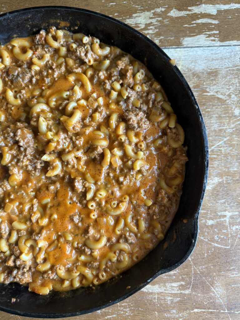 Cheeseburger Hamburger Helper | Easy One Pan Dinner - The Farmstyle